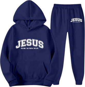Generico Jesus Jesus Combinaison de sport J&eacute;sus Croix Y2K Ensemble de Jogging Complet de la Maison Ensemble dImpression Lettre Costume de Sport Fitness Hippie,