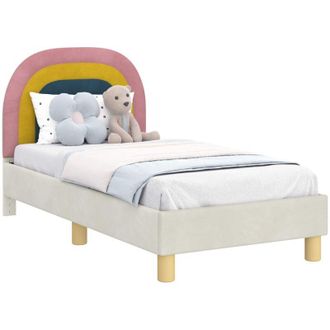 vidaXL Kinderbettgestell mit Kopfteil Creme 70 x 140 cm Samt vidaXL