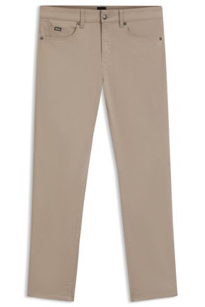 BOSS Herren H-Delaware5 Delaware Slim-Fit Hose aus elastischem Baumwoll-Satin Hellbeige 36/34