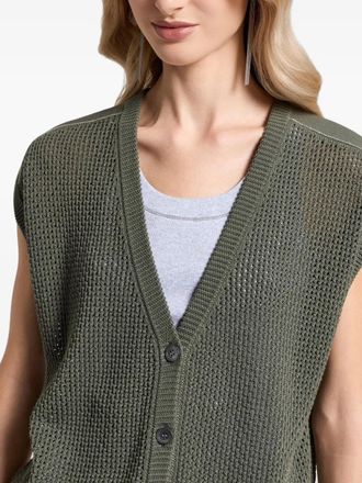 PESERICO Womens Button V-Neck Knitted Vest Ss26 W