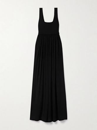La Ligne Celine Maxikleid Aus Jersey Und Stretch-strick Mit Raffung - Schwarz