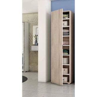 Dmora Dmora Armoire polyvalente Fiordaliso, Armoire lin&eacute;aire avec 1 porte et 7 &eacute;tag&egrave;res, Colonne dentr&eacute;e ou de salle de bain, Range - chaussures moderne
