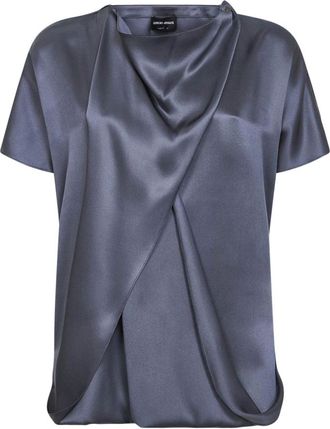 Giorgio Armani Femme, Blouses et Chemises, Bleu, Taille: 38 FR Blouse en double satin de soie