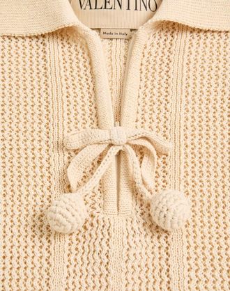 Valentino Ribbed Knit Polo - Cream