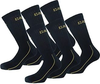 CAT Caterpillar 6 Paires Chaussettes Travail Mi-Mollet - Pointe Talon Renforcés - Fibre Cordura - Coton (Noir, 43-46)