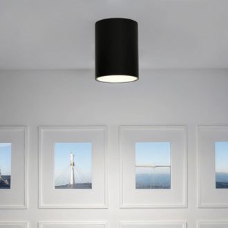 Licht-Erlebnisse Aufbauspot EYE aus Metall in Schwarz-Silber D:8,9cm H:11,5cm GU10 wechselbar f&uuml;r Flur K&uuml;che Wohnzimmer Strahler Aufbau Decke Lampe Leuchte Hochvolt