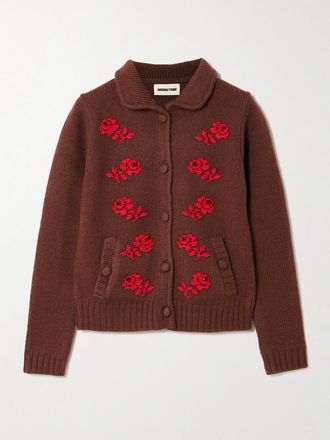 Shushu/Tong Cardigan En Laine À Perles - Marron