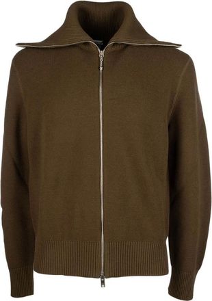 Bottega Veneta Homme, Pulls, Brun, Taille: XL Cardigan zipp&eacute; en laine et coton