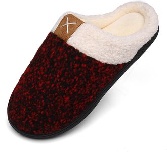 Mishansha Winter Hausschuhe Herren Gefüttert Pantoffeln Damen Warm Slippers Memory Foam Plüsch Rot 44/45