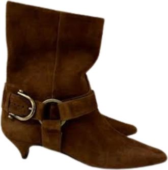 Tiffi Tiffi, Femme, Chaussures, Brun, Taille: 37 EU Tronchetto en daim avec talon bas et boucle lat&eacute;rale