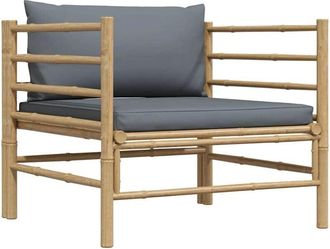 vidaXL vidaXL Gartensofa mit Dunkelgrauen Kissen Bambus