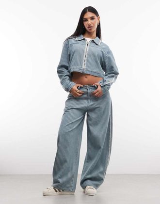 Liquor & Poker Weite Jeans in Blau mit Nadelstreifen, Kombiteil