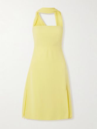 Versace Minikleid Aus Seiden-cady Mit Chiffon-bes&auml;tzen, Cut-out Und Schaldetail - Gelb