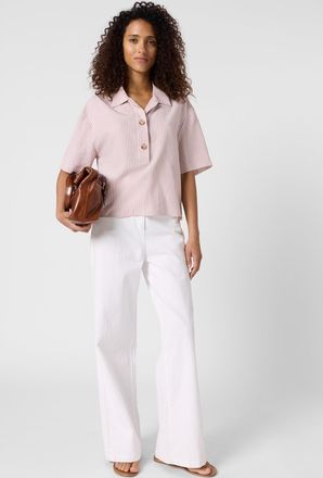 Gerard Darel Chemise ray&eacute;e &agrave; manches courtes - CAZIA - Rose