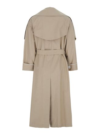 Max Mara Womens Trench Coat Beige Cotton Blend