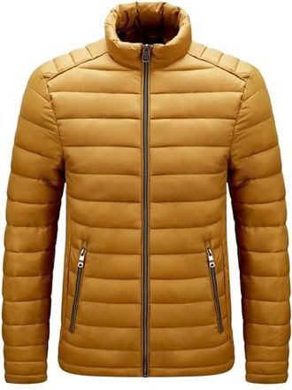 Generic Veste matelass&eacute;e l&eacute;g&egrave;re et pliable pour homme, manteau dhiver chaud, imperm&eacute;able, coupe-vent, veste dext&eacute;rieur d&eacute;contract&eacute;e, jaune, XXL