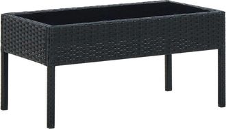 vidaXL Vidaxl - Table de jardin Noir 75x40x37 cm Résine tressée