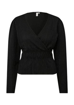 QS by s.Oliver Langarmshirt T-Shirt Taillierte Bluse mit Criss-Cross-Ausschnitt