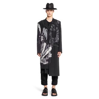 Yohji Yamamoto Portrait Print Asymmetric Coat