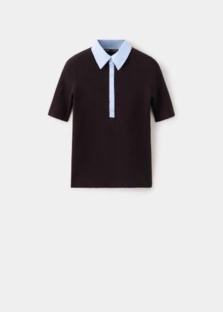 Mango Pull c&ocirc;tel&eacute; avec col contrastant chocolat - Femme - XXS - MANGO