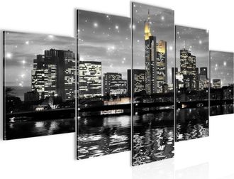Runa Art Bild Wohnzimmer Schlafzimmer Frankfurt am Main 5 Teilig Stadt Panorama Grau Wandbilder auf Vlies Leinwand 600853b