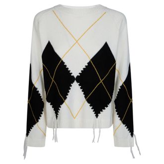 Pinko Berna Pullover Argyle Traforato - - Knitwear - Damen - Wei&szlig; - M
