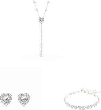 Swarovski x Ariana Grande Collier, Bracelet & Boucles doreilles, Coupes mixtes, Coeur, Perle, Blanc, Plaqué rhodium