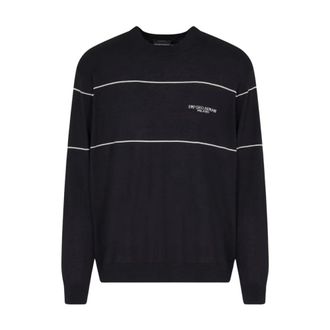 Emporio Armani Marine Typografie Sweatshirt Aw25 - - Knitwear - Herren - Blau - M