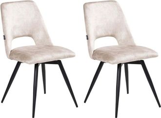 Beliani Esszimmerstuhl 2er Set drehbar HALLETT Samtstoff Hellbeige