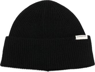 Anerkjendt bonnet en maille côtelée - Noir