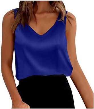 Generic Top &agrave; Bretelles en Satin Caraco Soie Col pour Femme &eacute;l&eacute;gant Haut &agrave; Bretelles avec d&eacute;collet&eacute; en V Bretelles r&eacute;glables Top &agrave; Fines Bretelles pour Femmes