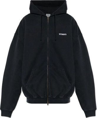 VETEMENTS Homme, Sweatshirts et sweats &agrave; capuche, Noir, Taille: XL Sweat &agrave; Capuche Zipp&eacute; Logo Iconique