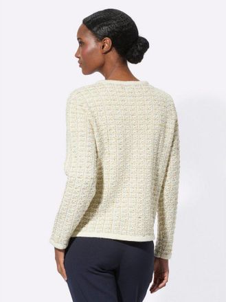 Cr&eacute;ation L Strickjacke Woll-Mix-Strickjacke Langarm Materialmix