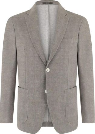 Boggi Milano Homme, Vestes, Gris, Taille: 3XL Blazer Micro Fantaisie Imprim&eacute; en M&eacute;lange de Coton