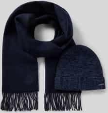 Bugatti Set M&uuml;tze und Schal aus reiner Schurwolle mit Geschenkbox