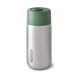 Black + Blum Mug Isotherme - Thermos de Voyage en Acier Inoxydable 100% &Eacute;tanche - Couvercle Verrouillable - 6H de Chaud, 8H de Froid - 340ml - Argent&eacute;/Olive