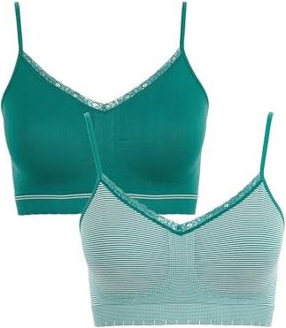 Billet Doux Mod&egrave;le Zen Attitude - Lot de Deux brassi&egrave;res - sans Armatures - Femme - 34/36 - Vert Lierre/Cr&egrave;me + Vert Lierre
