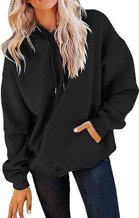 Generic Sweat à Capuche décontracté à Manches Longues pour Femmes Sweat Large Ado (Black, M)
