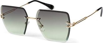 styleBREAKER Lunettes de soleil pour femmes sans monture avec verres rectangulaires teintés, monture métallique, coupe diamant 09020124, couleur:Monture or/verre v