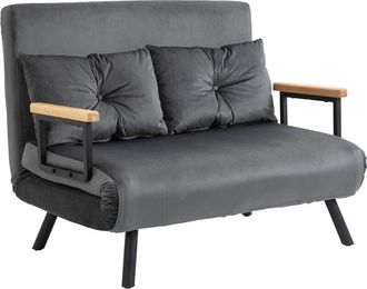 HOMCOM Homcom - Schlafsofa, Klappbett mit Bettfunktion, Relaxsessel mit R&uuml;ckenkissen, Polstersofa mit Verstellbarer R&uuml;ckenlehne, Samtoptik, 102B x 73T x 81H