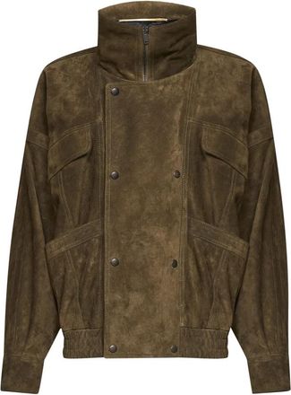 Saint Laurent Double Collar Leather Jacket - - Jackets - Damen - Gr&uuml;n - XS