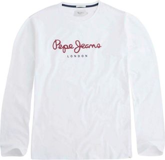 Pepe Jeans London Herren Eggo Long T-Shirt, Wei&szlig;, XXL