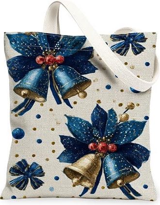 Generic Sacs fourre-tout en toile florale, motif cloche &eacute;l&eacute;gant, sacs d&eacute;picerie r&eacute;utilisables, l&eacute;gers et lavables en toile pour le shopping, les voyages, la p