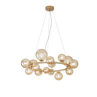 Luce-Ambiente-Design Honey Suspension in Brass Metal with 16 Champagne Diffusers