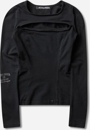 Ottolinger Women s Split Racerback Rib Longsleeve Top Washed Black