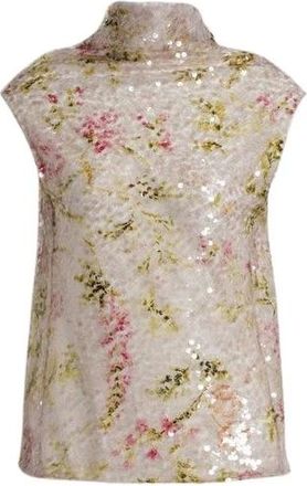 Alberta Ferretti Femme, Tops, Multicolore, Taille: 40 FR Top &agrave; Sequins avec Motif Floral