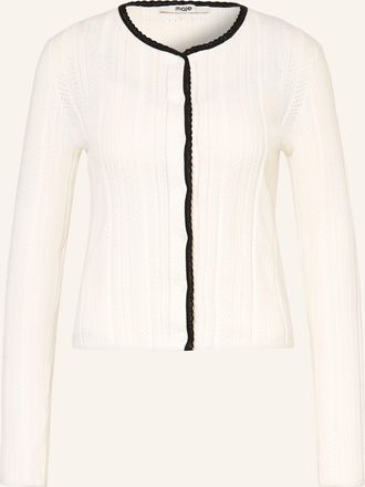 Maje Set: Strickjacke Und Stricktop Mit Spitze weiss