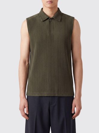 Homme Pliss&eacute; Issey Miyake Haut sans manches pliss&eacute; Homme Pliss&eacute; Issey Miyake en cr&ecirc;pe avec col