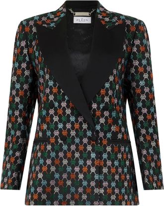 Philipp Plein monogram-strass single-breasted blazer - Schwarz