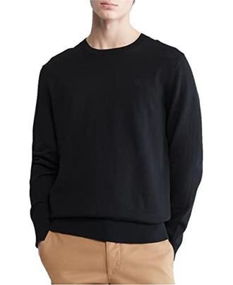 Calvin Klein Pull &agrave; col rond compact en coton pour homme, noir, Taille S